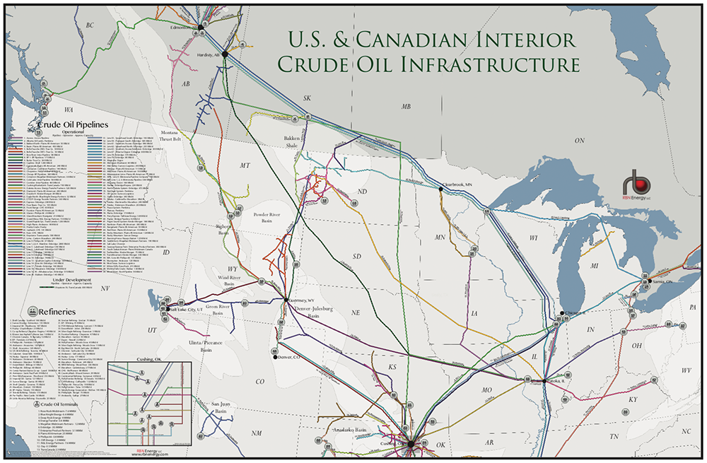 U.S. & Canadian Interior Crude Oil Infrastructure Map | RBN Energy
